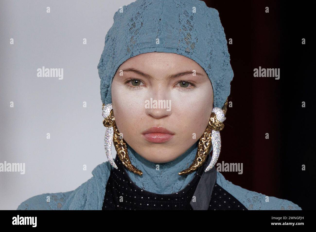 Lila Moss wears a creation as part of the Vivienne Westwood Fall/Winter 2024-2025 ready-to-wear ...