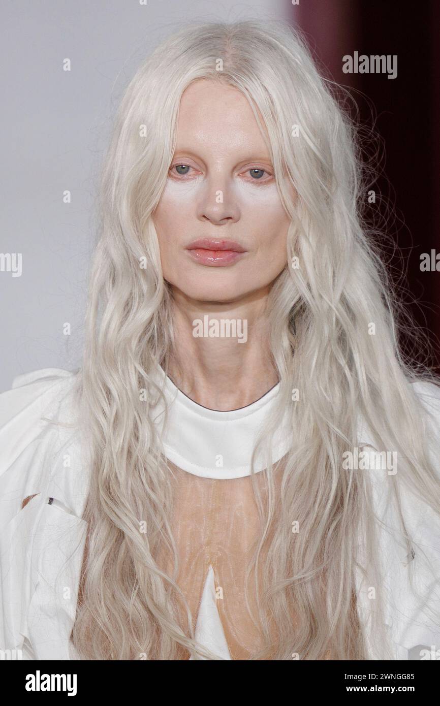 Kristen McMenamy wears a creation as part of the Vivienne Westwood Fall ...