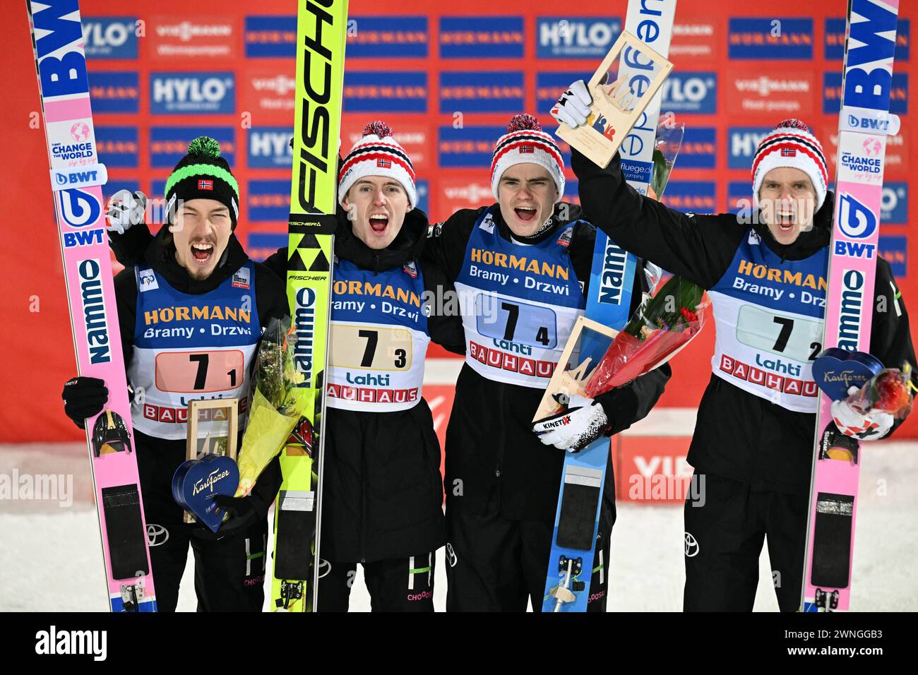 Lahti, Finland. 02nd Mar, 2024. Johann Andre Forfang, Kristoffer ...
