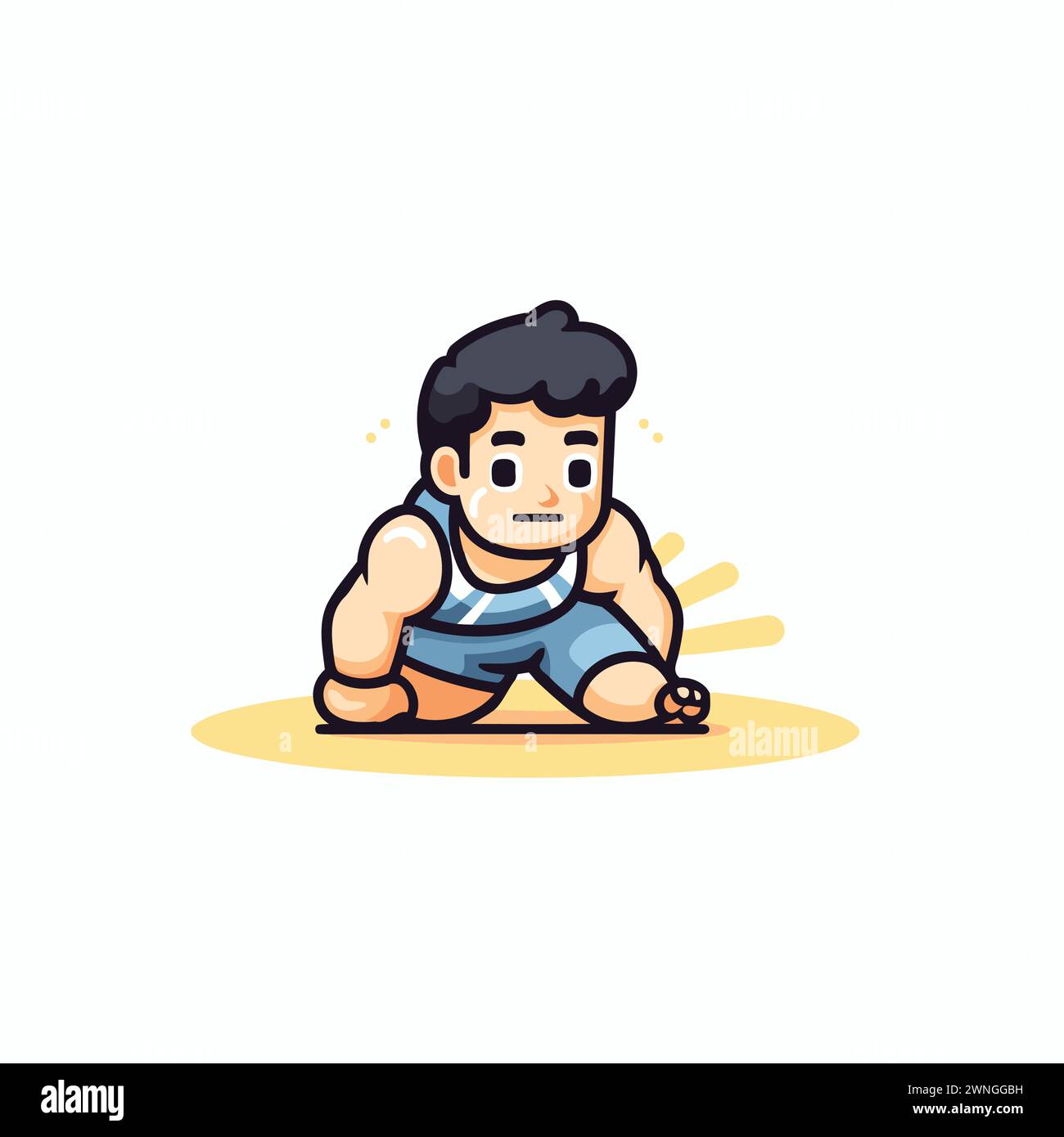 Fitness boy in sportswear doing push-ups. vector illustration Stock ...