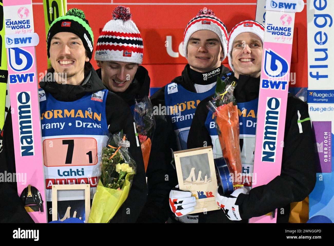 Lahti, Finland. 02nd Mar, 2024. Johann Andre Forfang, Kristoffer ...
