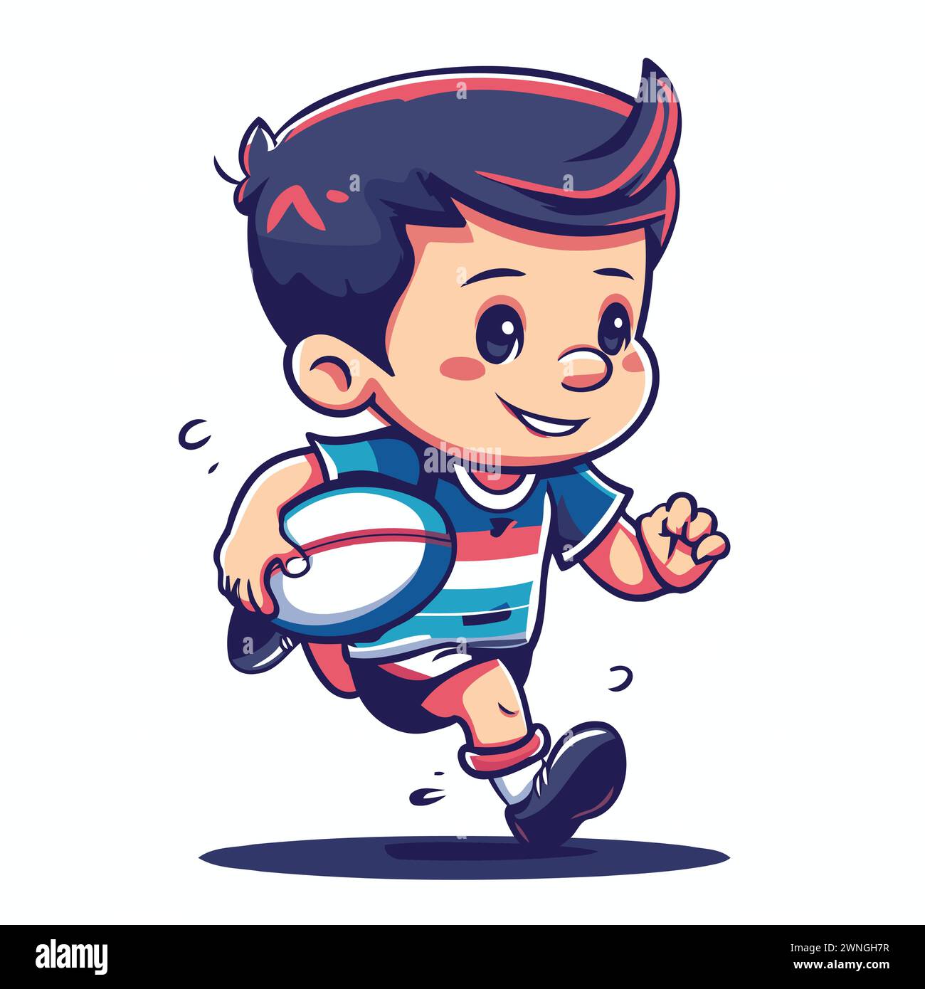 Cute little boy playing rugby cartoon vector illustration. Isolated on ... Cute little boy playing rugby cartoon vector illustration. Isolated on ...