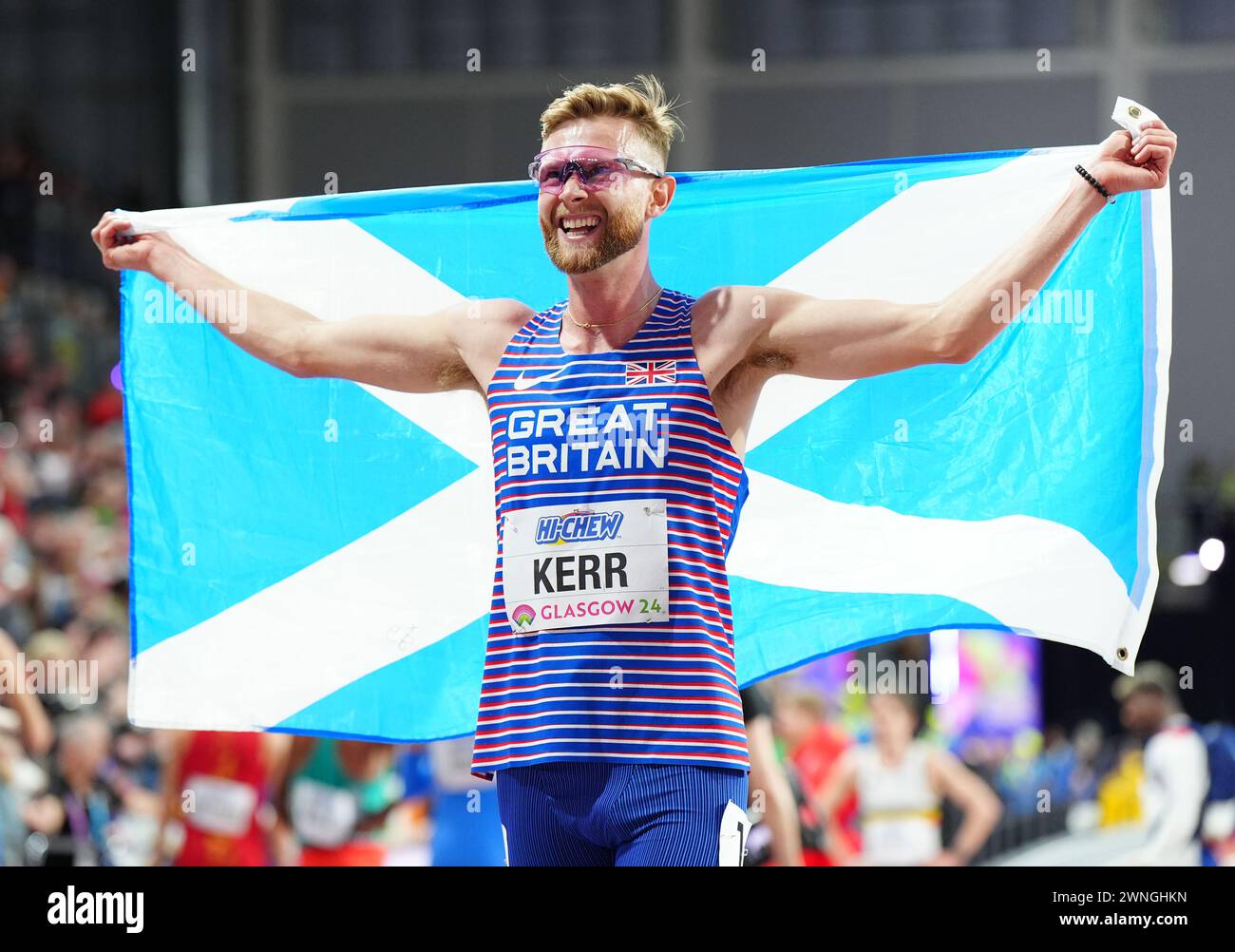 Great Britain's Josh Kerr celebrates winning the Men's 3000 metres ...