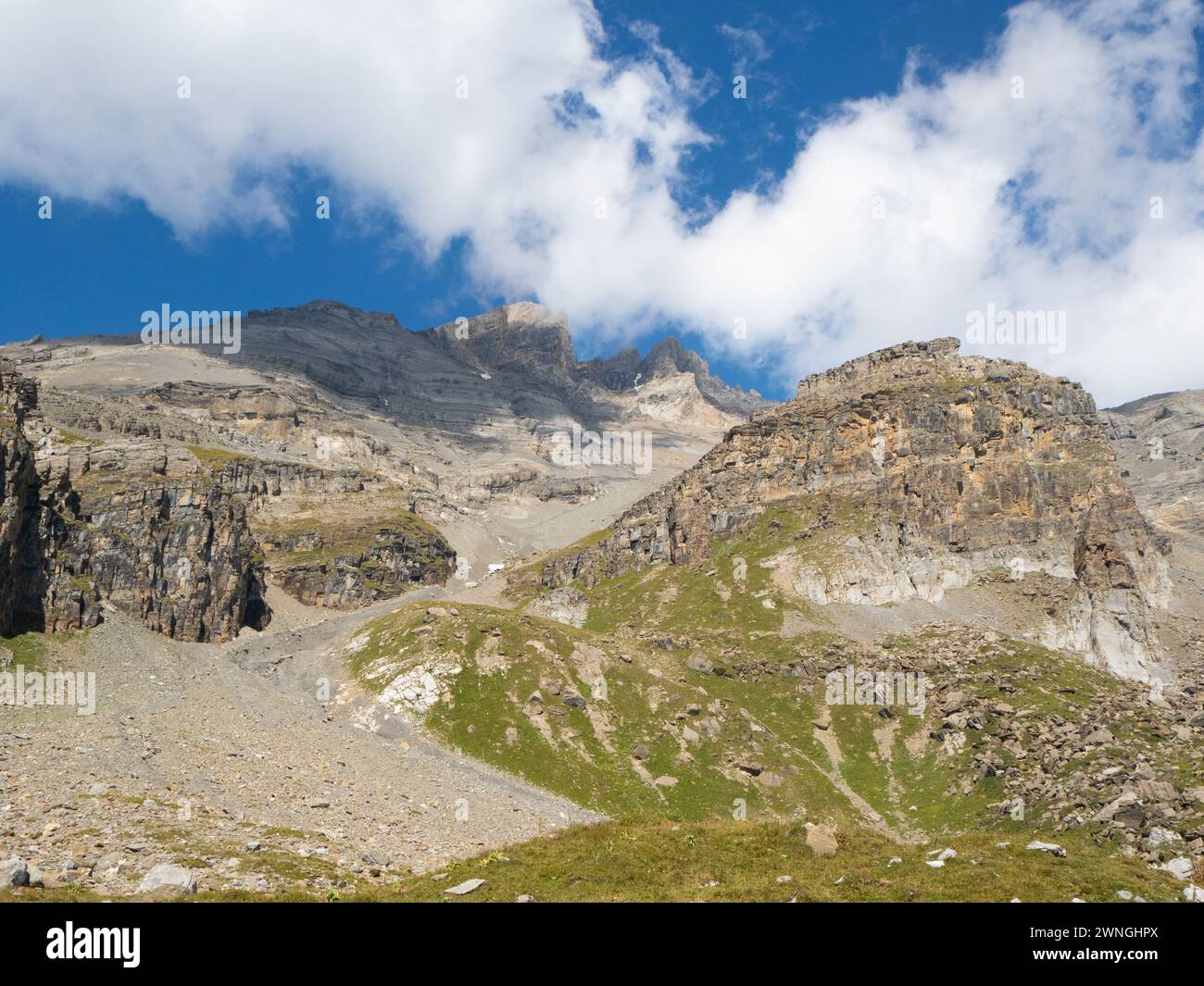 Champery, Switzerland - September 10th 2023: View of Haute Cime peak in ...