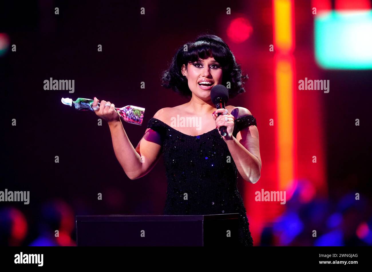 Raye on stage after winning the award for Song of the Year during the ...