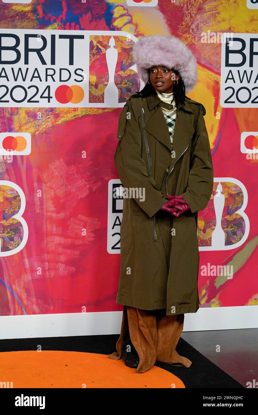 Little Simz poses for photographers upon arrival at the Brit Awards ...