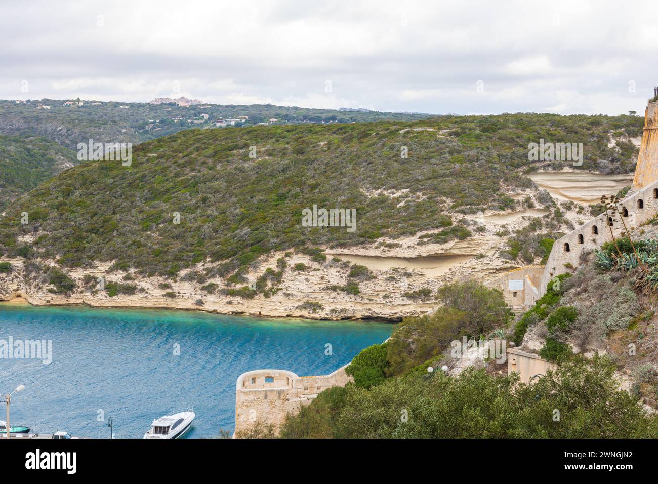 Bonifacio town, medieval citadel in Corsica Island, France Stock Photo ...