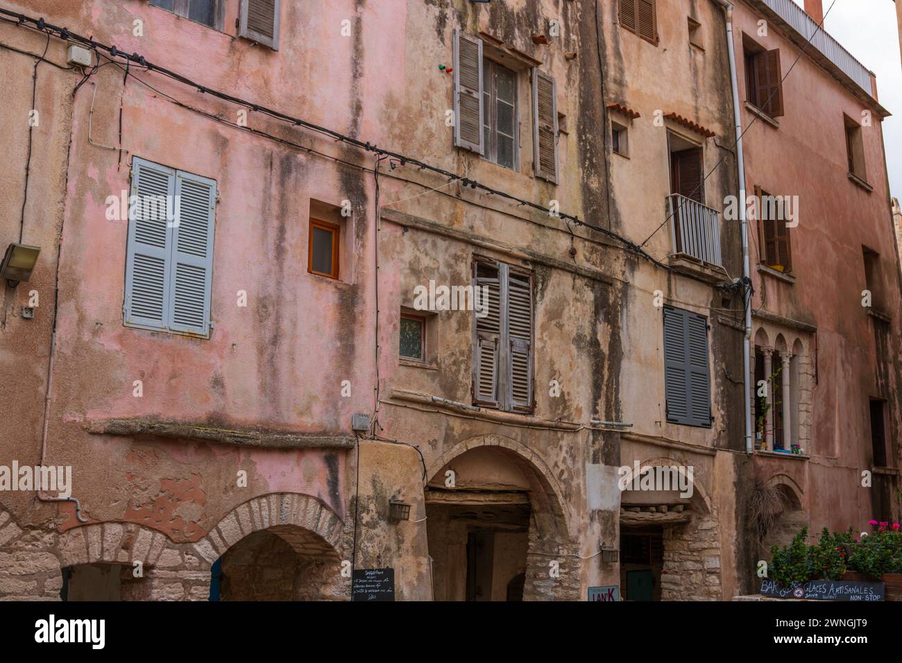 Bonifacio town, medieval citadel in Corsica Island, France Stock Photo ...