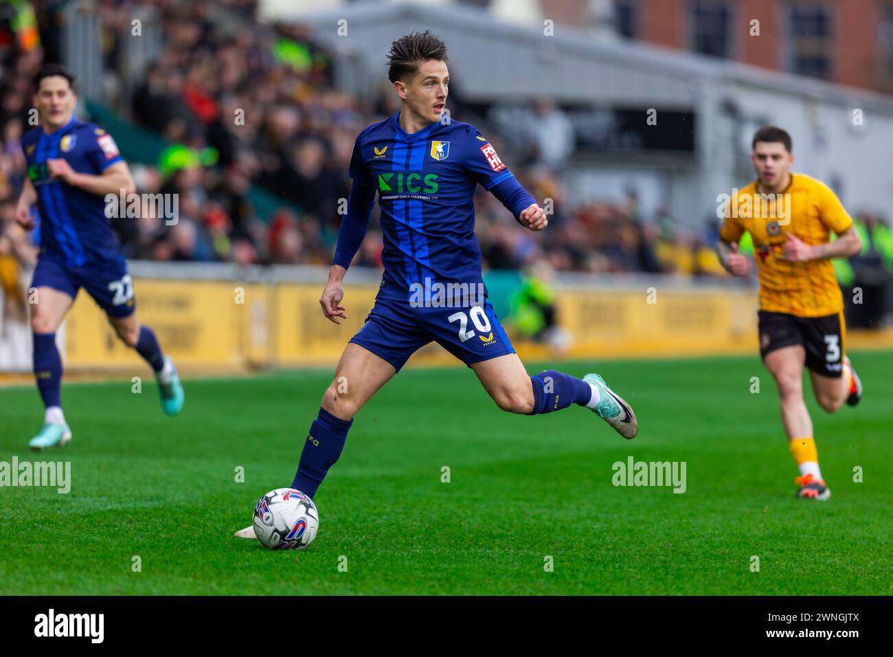 Newport, UK. 02nd Mar, 2024. Tom Nicholls of Mansfield Town in action ...