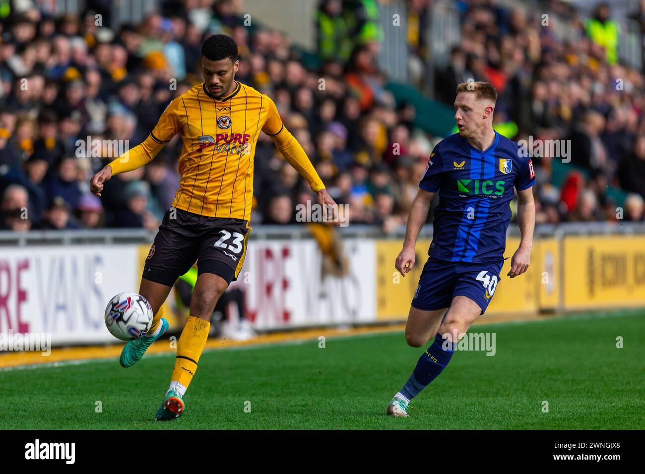 Newport, UK. 02nd Mar, 2024. Kyle Jameson of Newport County (l) under ...