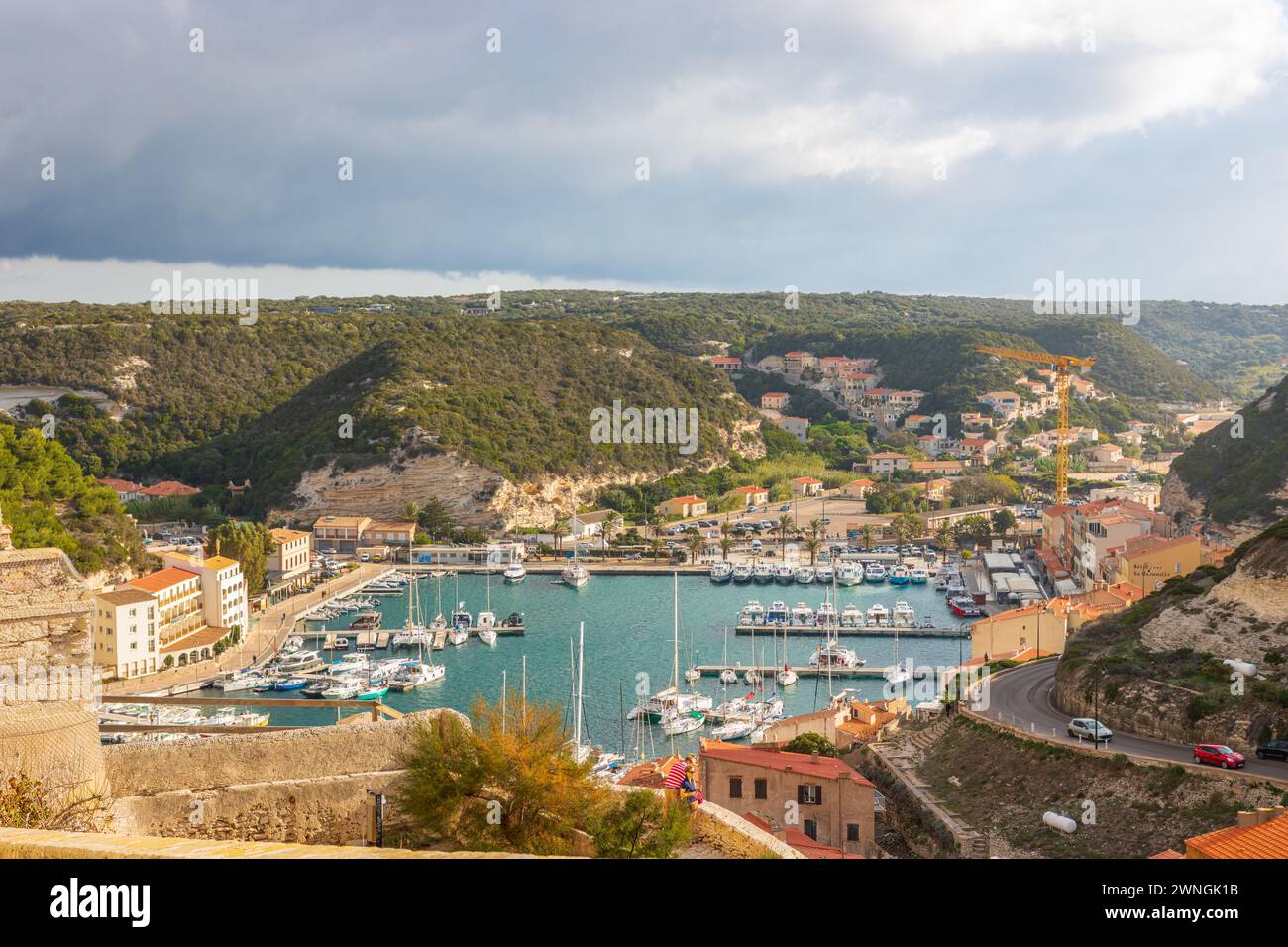 Bonifacio town, medieval citadel in Corsica Island, France Stock Photo ...
