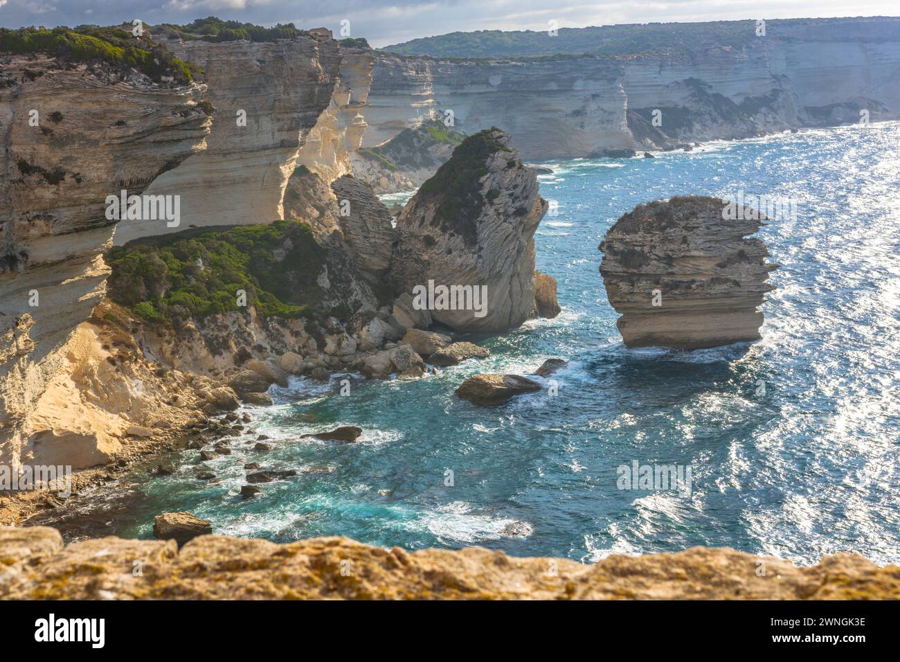 Bonifacio town, medieval citadel in Corsica Island, France Stock Photo ...
