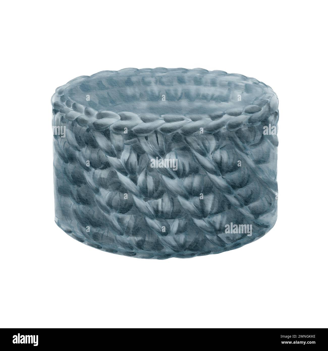 Yarn crocheted basket. Watercolor illustration for your designs ...