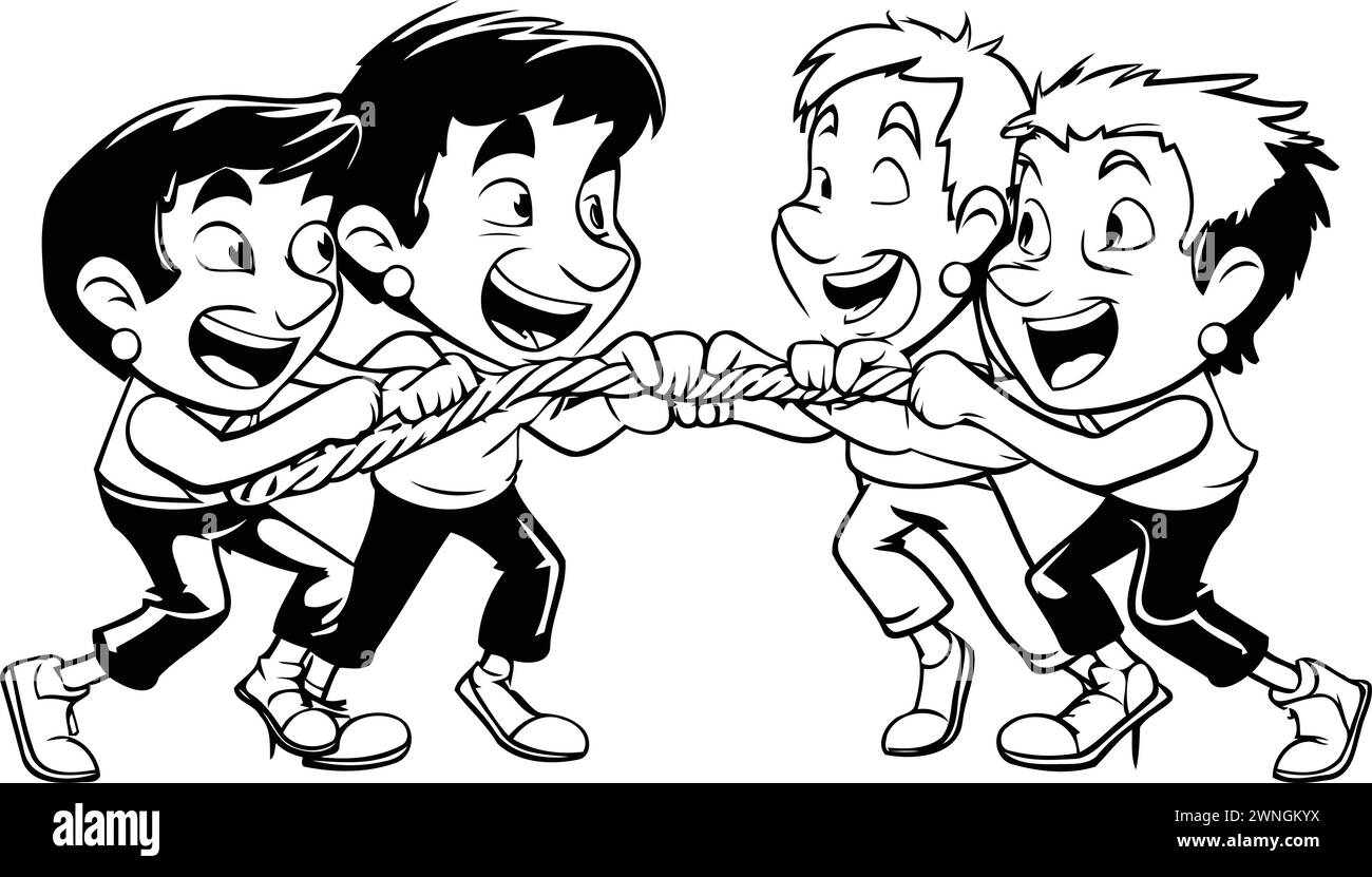 Boy pulling rope Stock Vector Images - Alamy