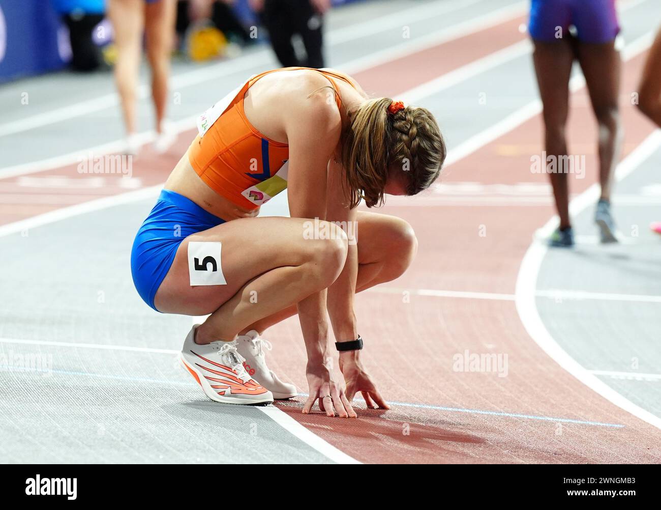 Netherlands' Femke Bol celebrates reacts after setting the world record ...