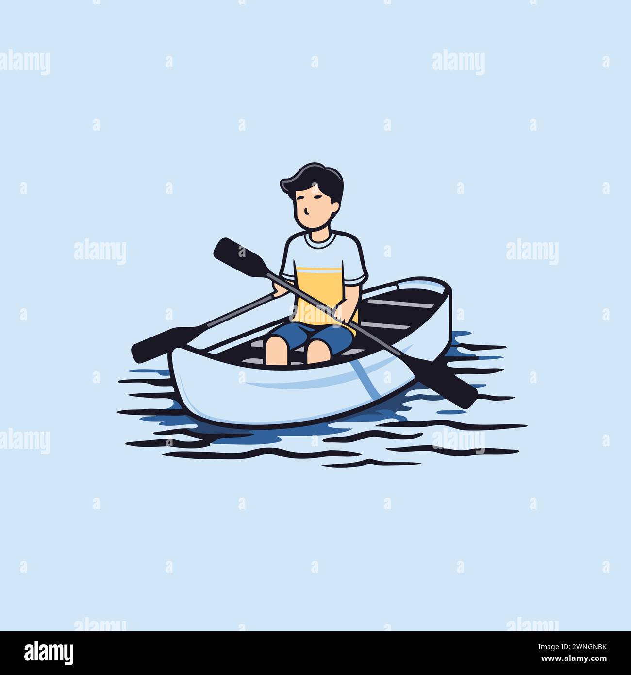 Man rowing boat lake Stock Vector Images - Alamy