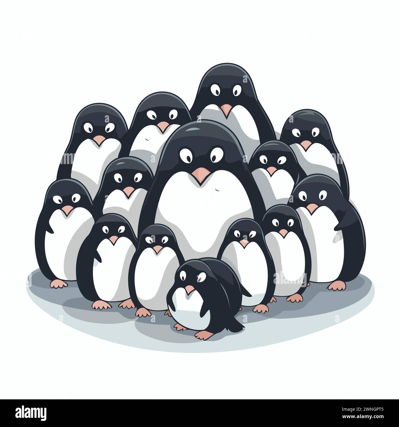 Group of penguins isolated on a white background. Vector illustration ...