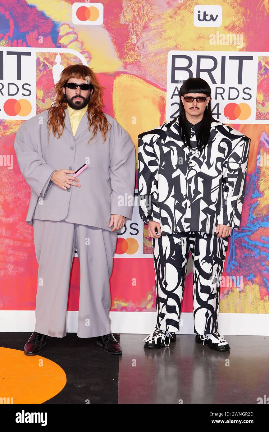 Robin Schulz and Oliver Tree attending the Brit Awards 2024 at the O2 ...