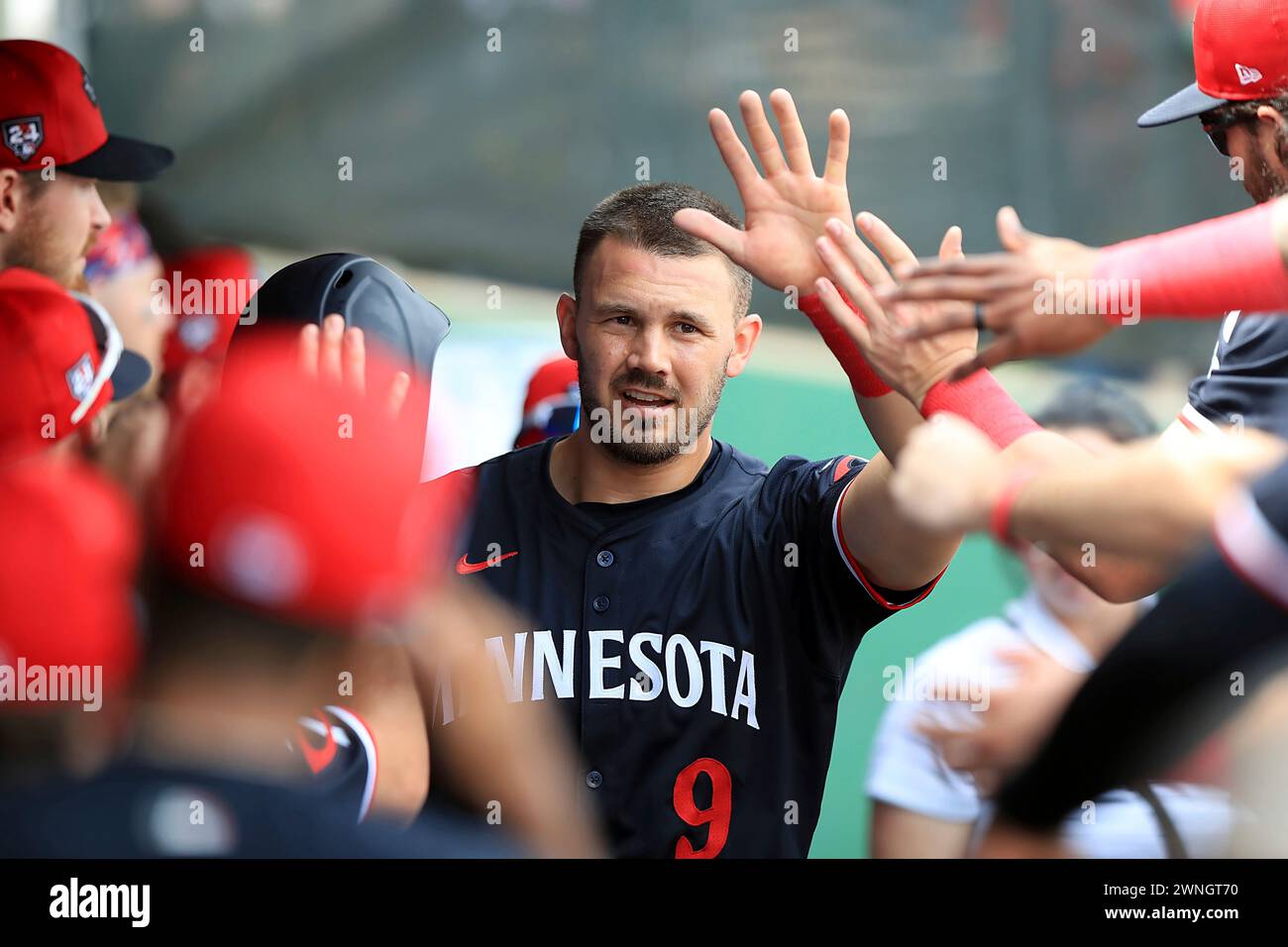CLEARWATER, FL - MARCH 02: Minnesota Twins infielder Trevor Larnach (9 ...
