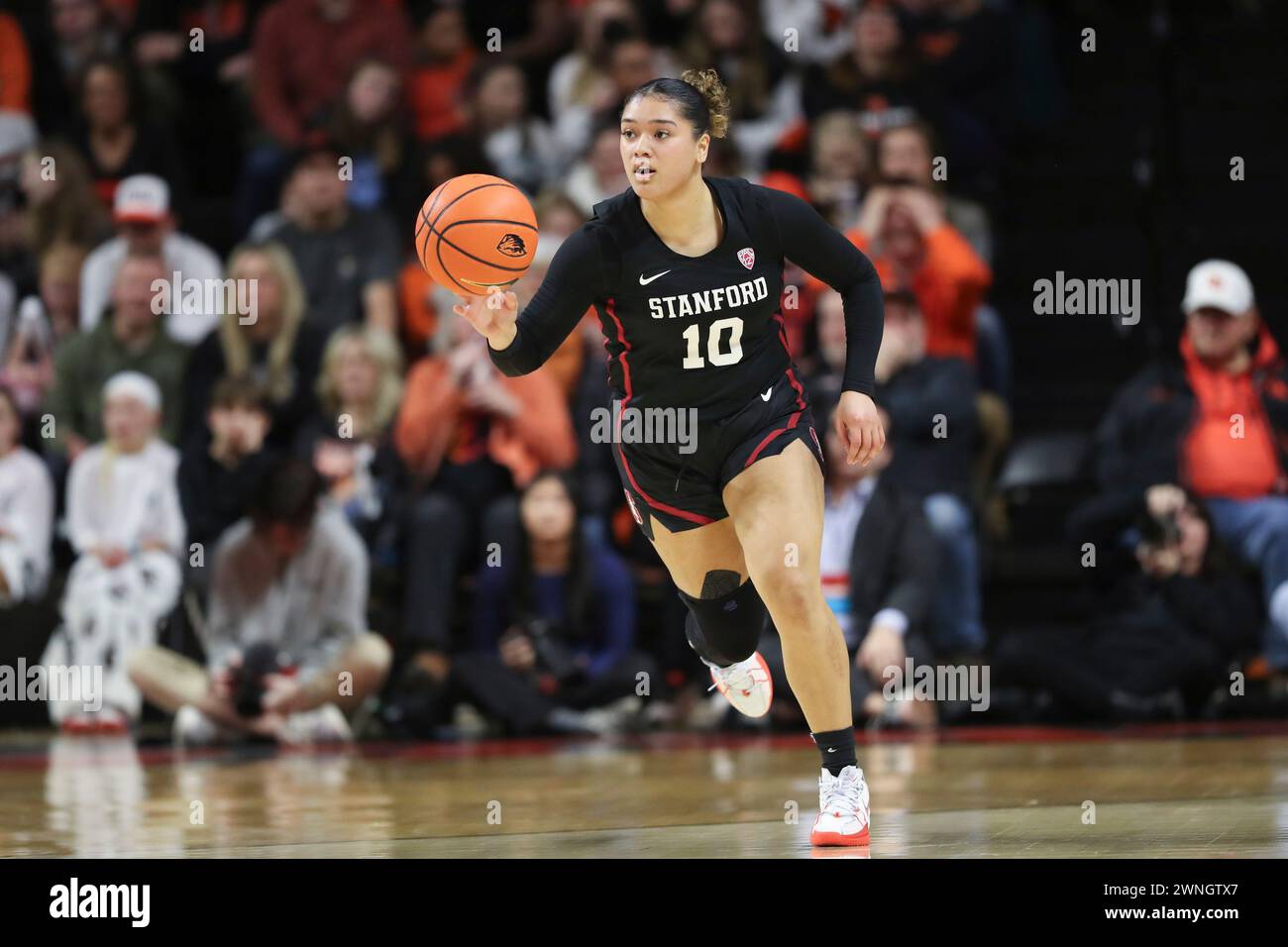 Stanford guard Talana Lepolo (10) brings the ball up court against ...