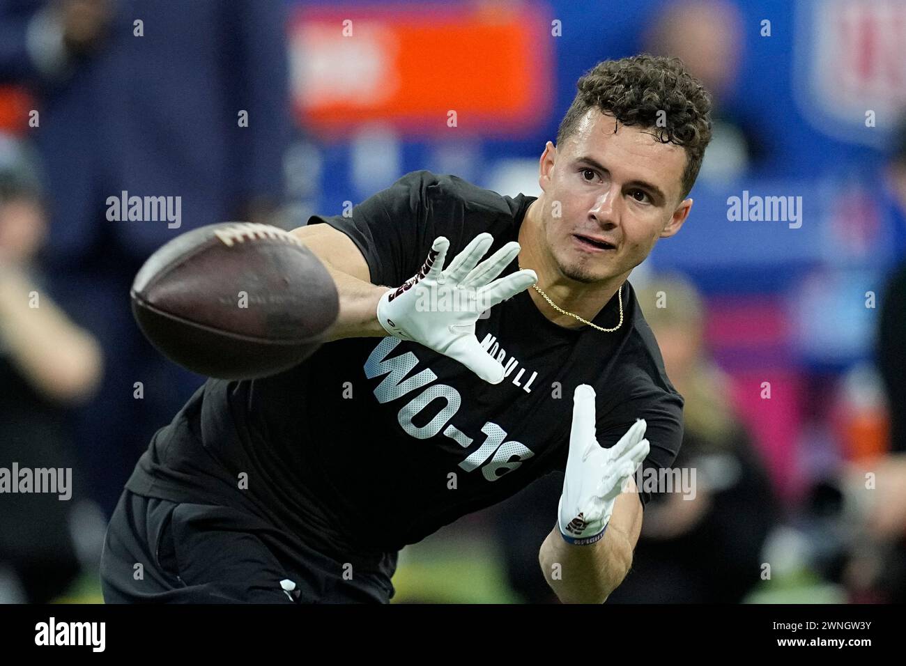 Georgia wide receiver Ladd McConkey runs a drill at the NFL football ...