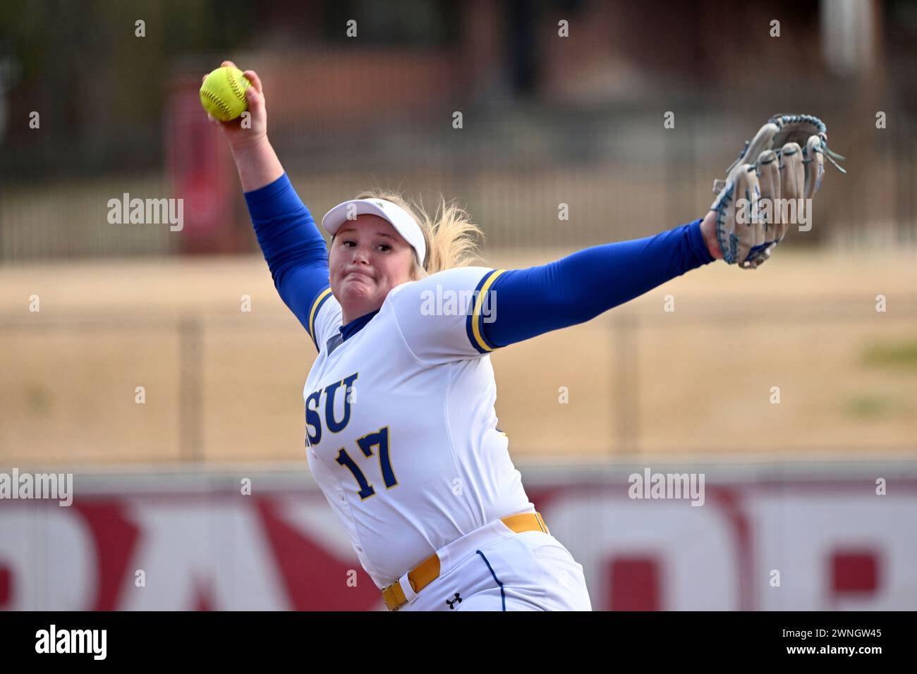 South Dakota State pitcher Tori Kniesche (17) throws against Southeast Missouri State during an ...