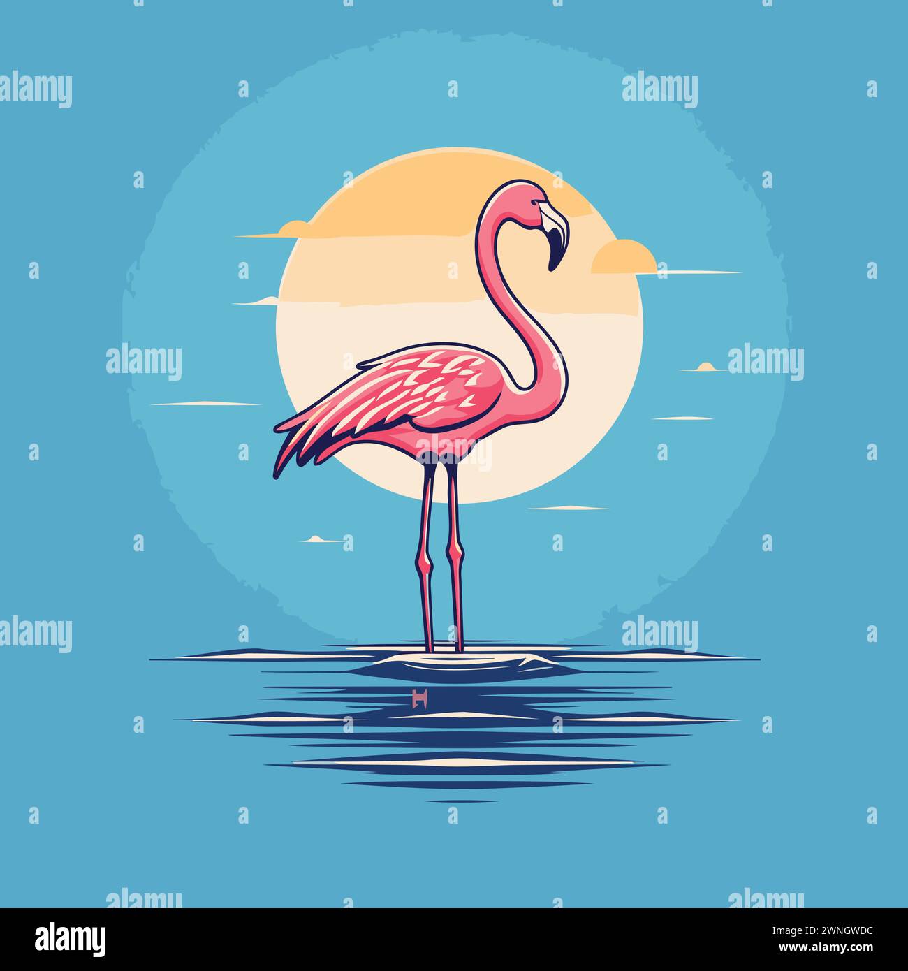 Flamingo at sunset Stock Vector Images - Alamy