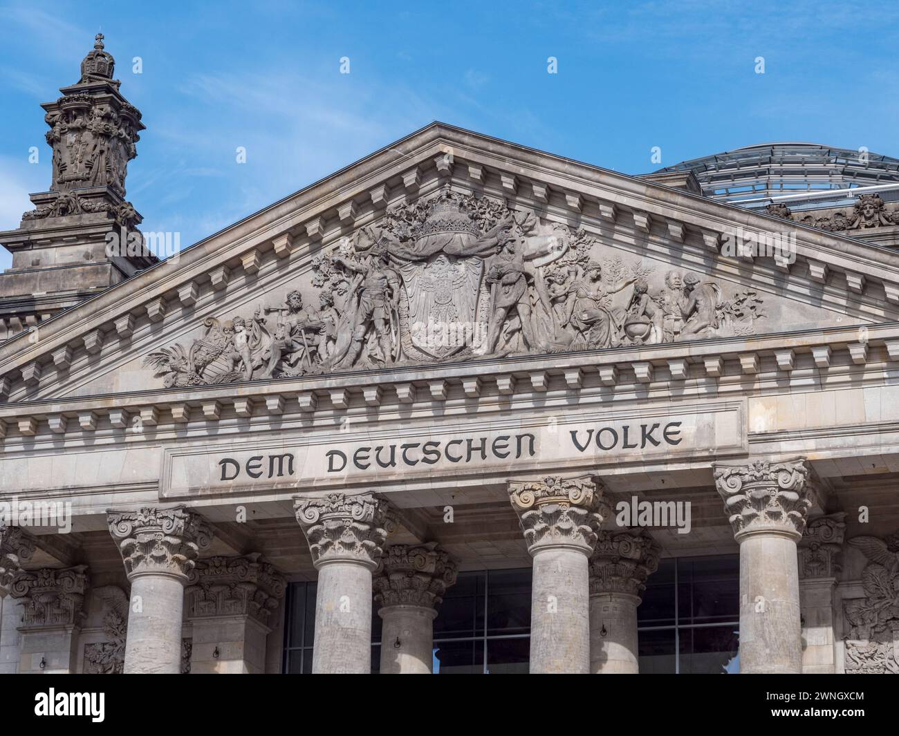"Dem Deutschen Volke" on the Reichstag in Berlin, Germany Stock Photo ...