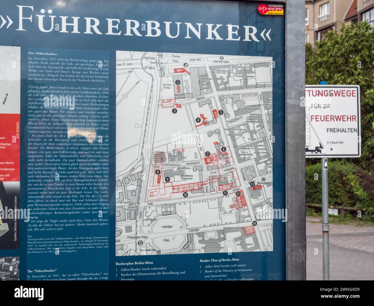 Tourist information panel making the site of the Führerbunker was an ...