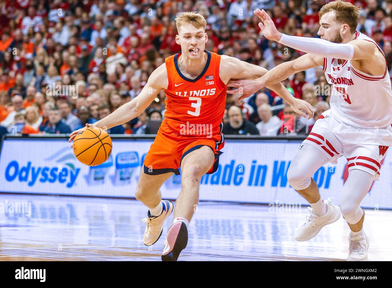 MADISON, WI - MARCH 02: Illinois forward Marcus Domask (3) tries to get ...