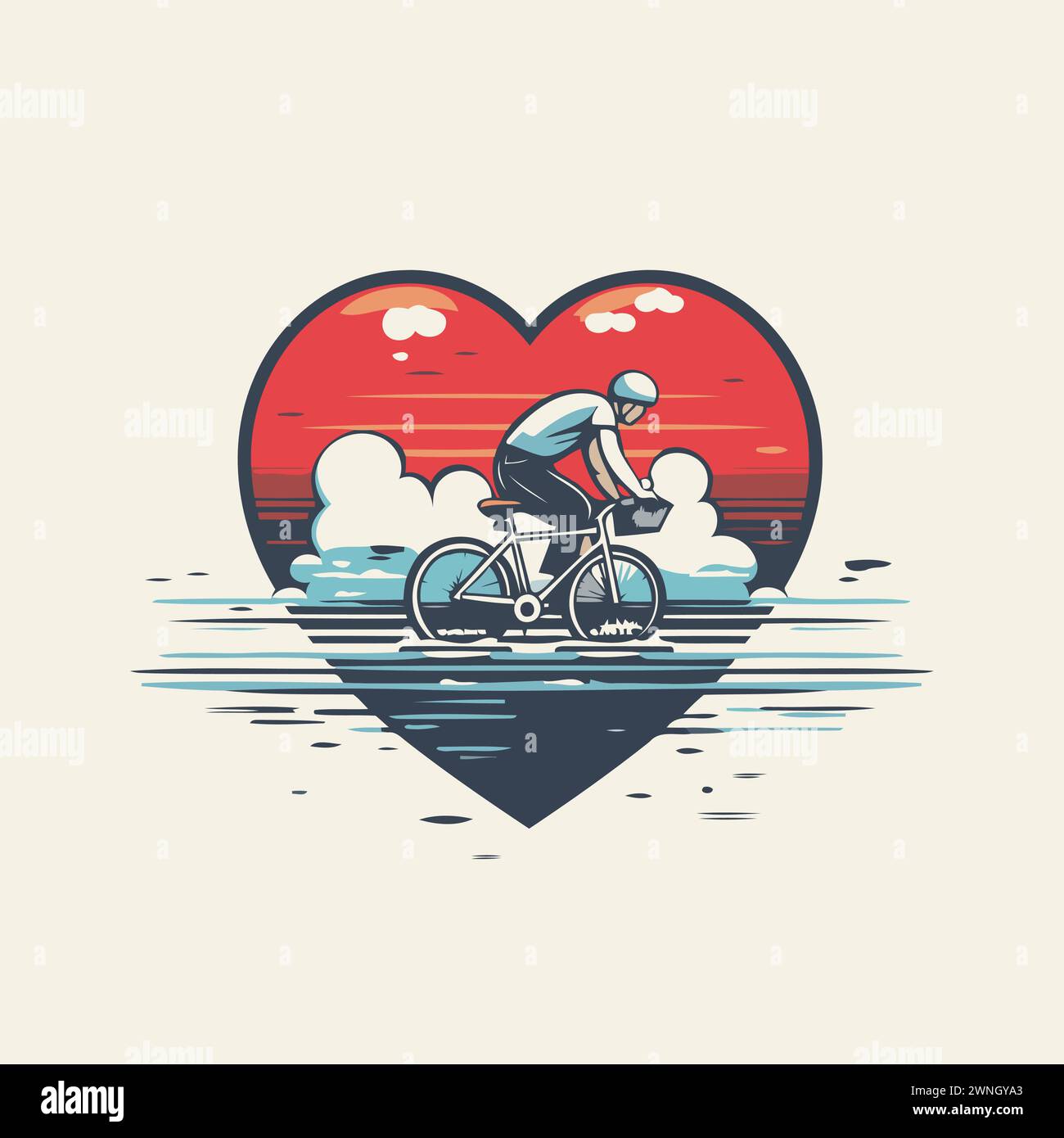 Cyclist in the heart. Vector illustration on a white background Stock ...