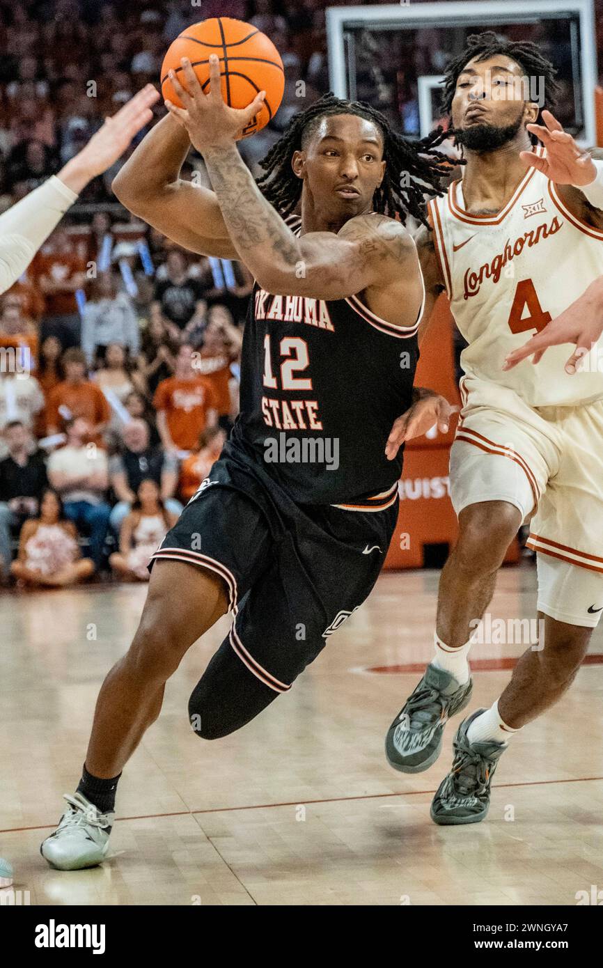 March 2, 2024. Javon Small #12 of the Oklahoma State Cowboys in action ...
