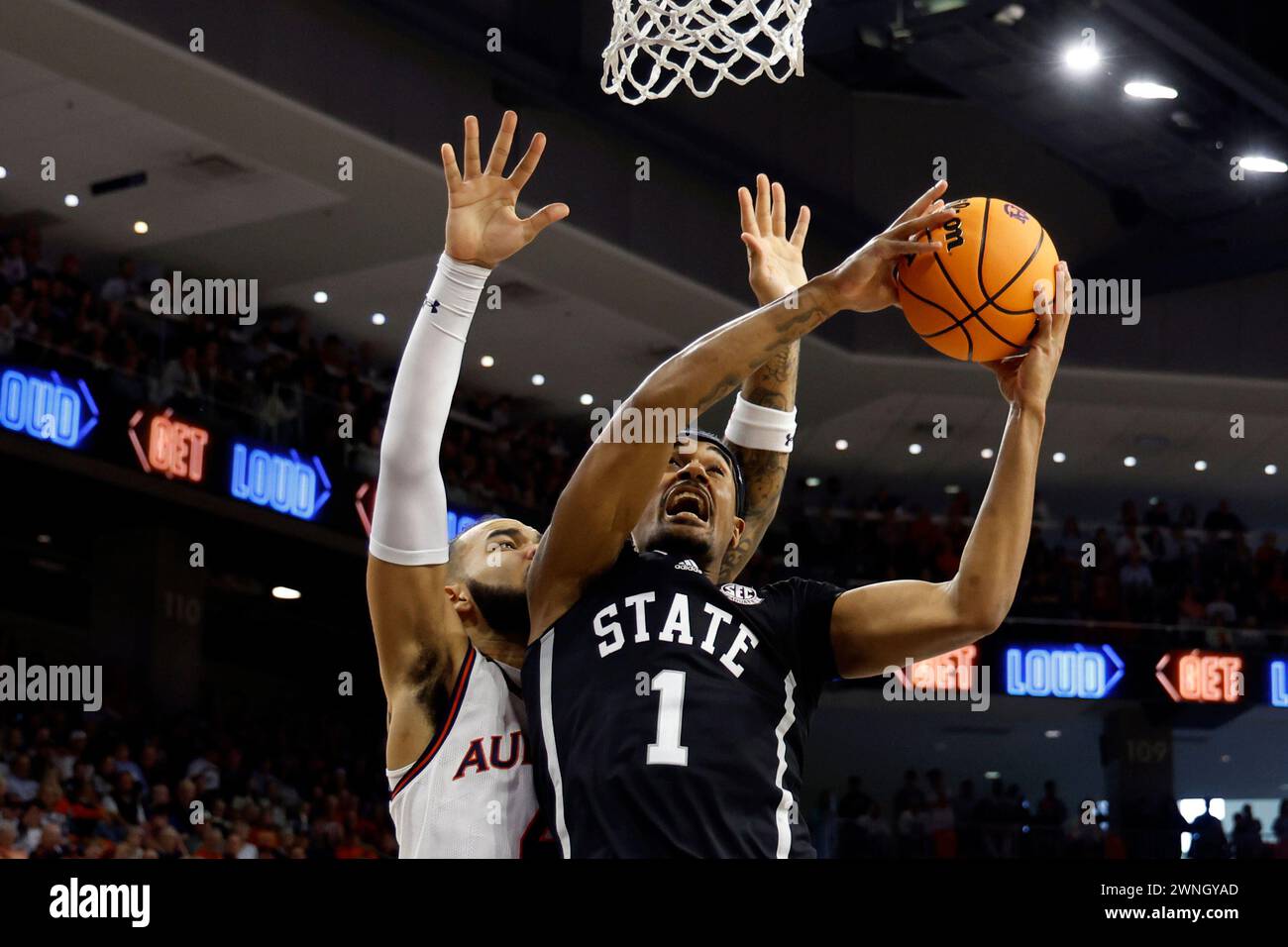 Mississippi State forward Tolu Smith (1) puts up a shot as Auburn ...