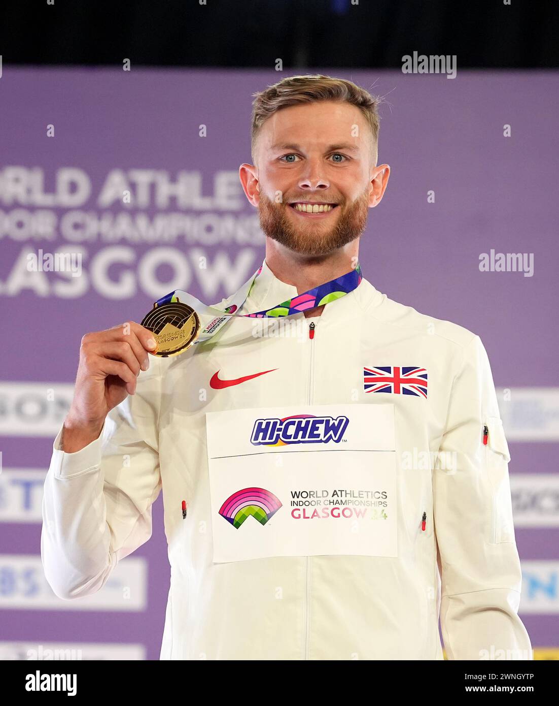 Great Britain's Josh Kerr celebrates gold on the podium for the Men's ...