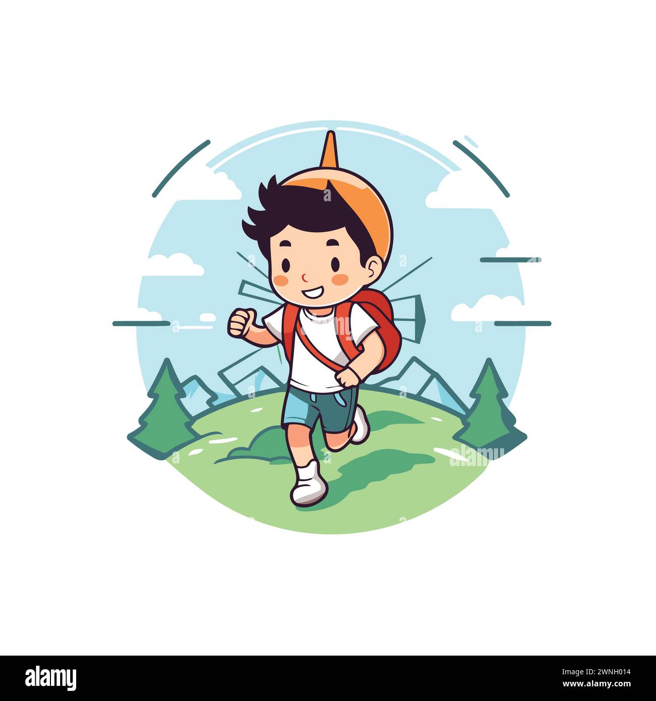 Running with backpack Stock Vector Images - Alamy