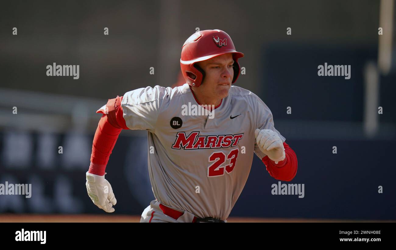Marist outfielder Ethan Conrad (23) sprints to first during an NCAA ...
