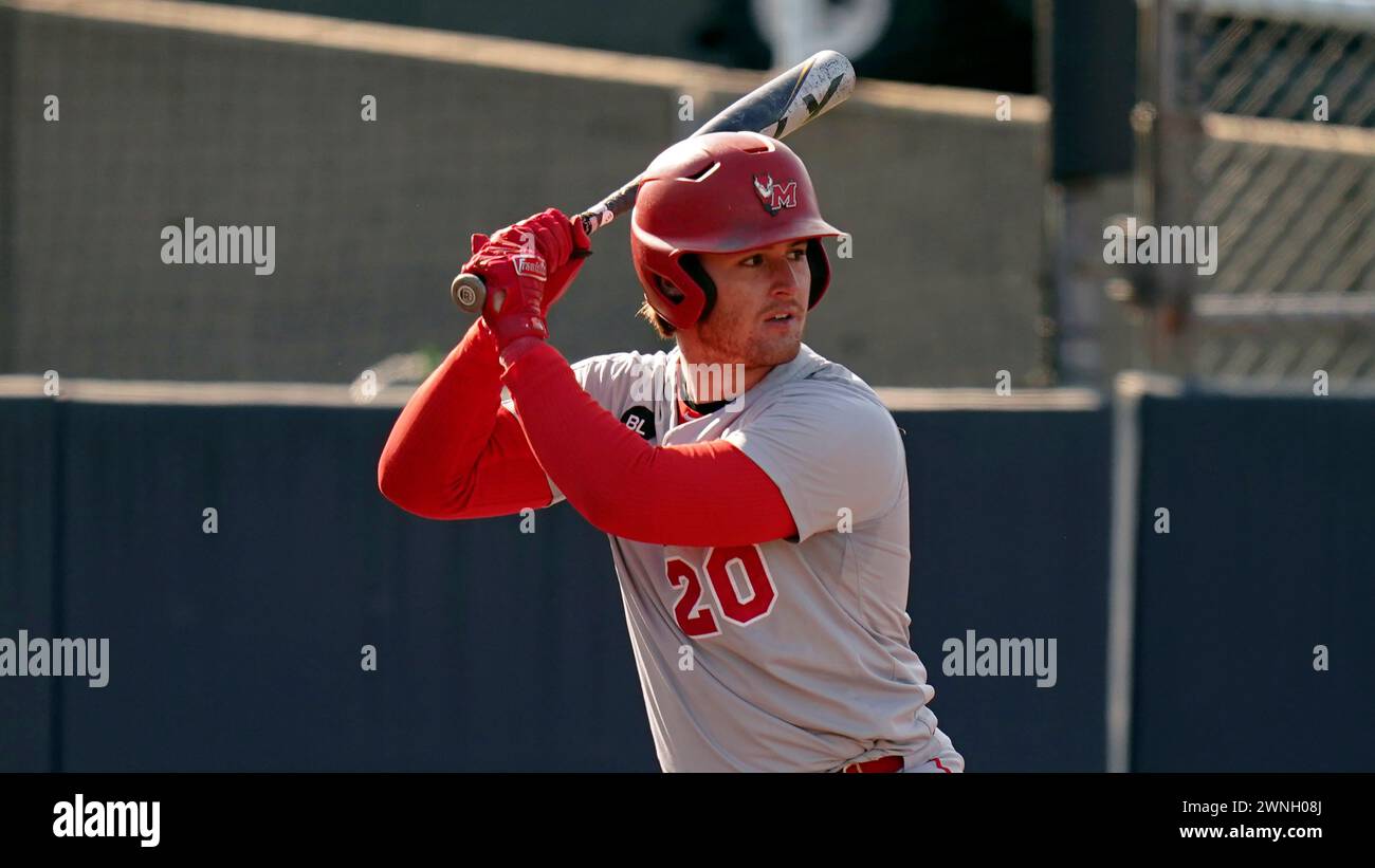 Marist catcher Kyle Pollack (20) bats during an NCAA baseball game ...