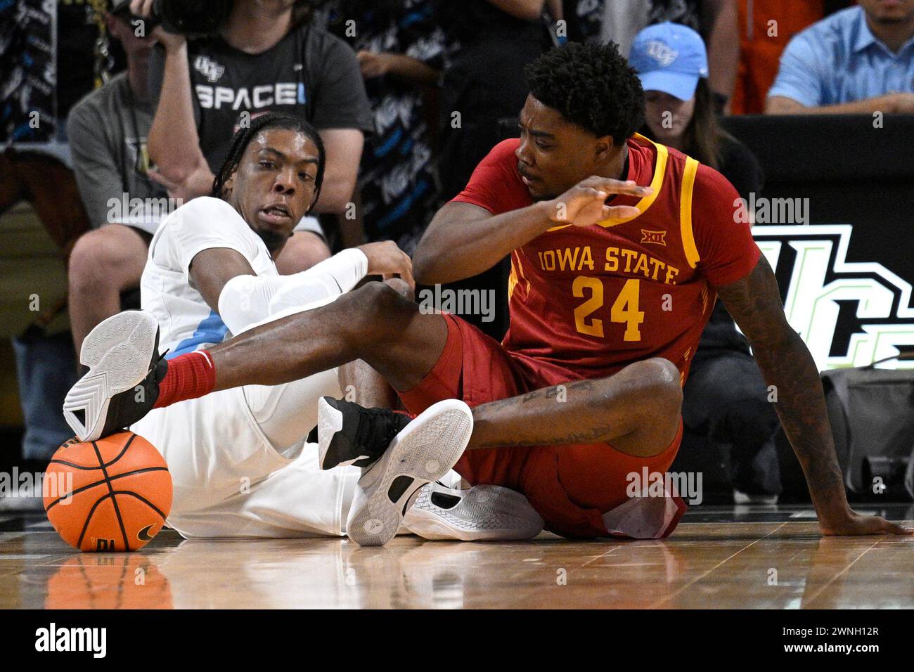 Iowa State forward Hason Ward (24) and Central Florida forward Omar ...