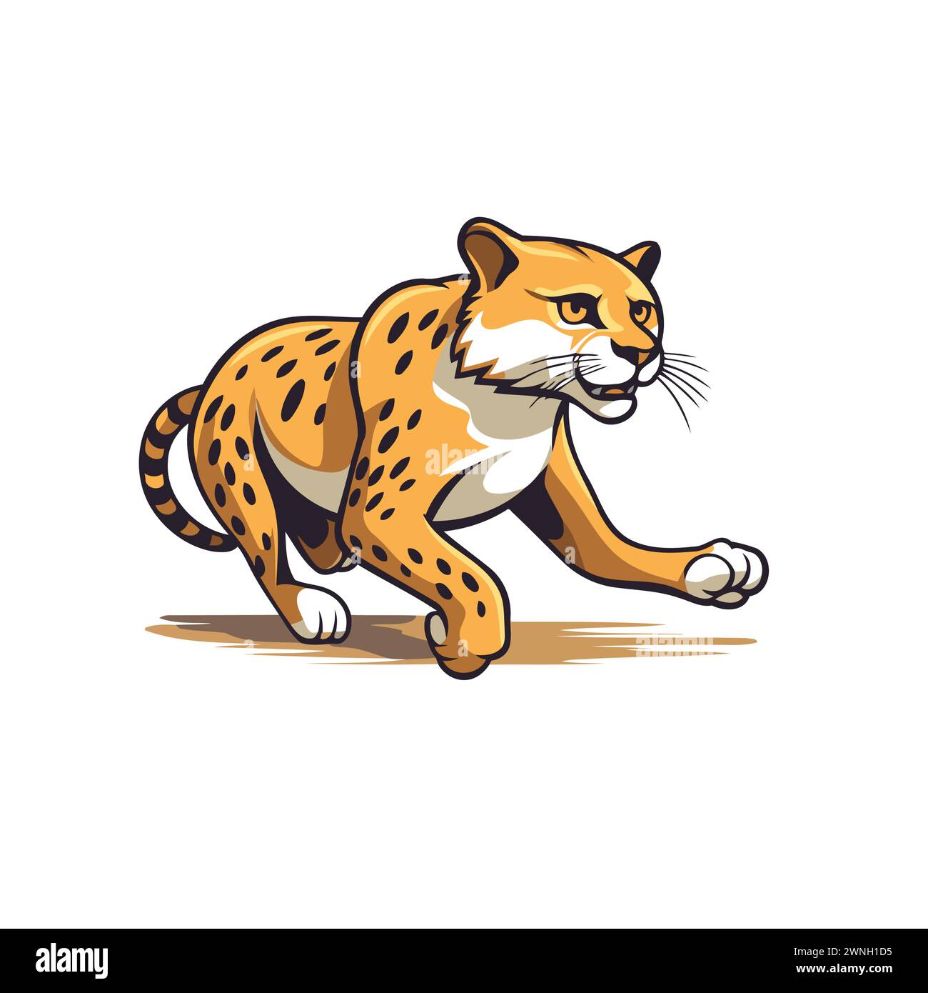 Cheetah running cartoon vector illustration isolated on white ...