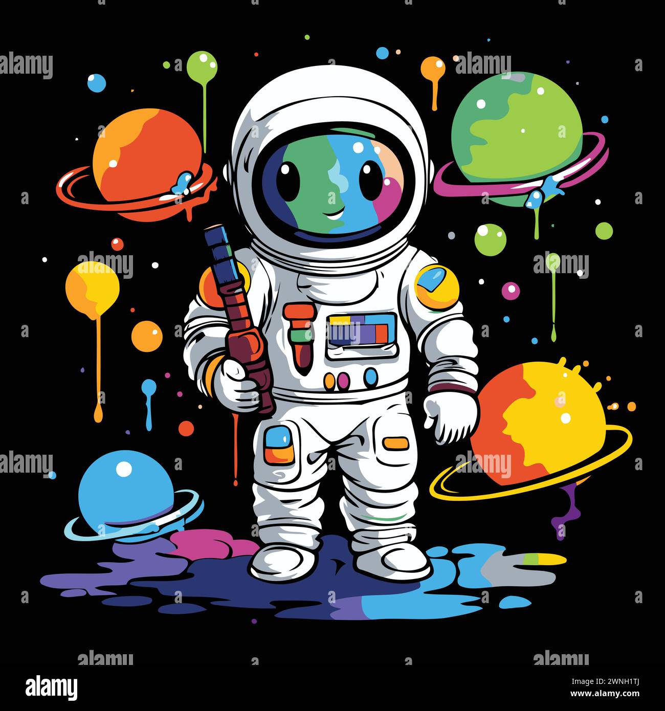 Astronaut moon with gun Stock Vector Images - Alamy