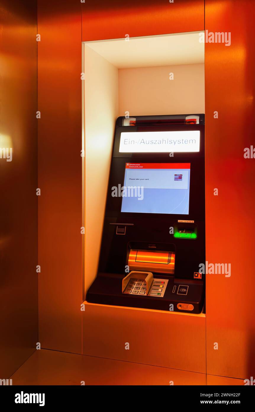 Frankfurt, Germany - Jan 13, 2024: A side view captures the Sparkasse ...