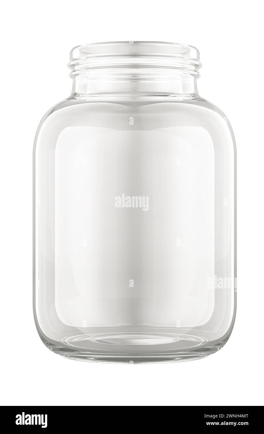 Empty glass jar, 3D rendering isolated on white background Stock Photo ...