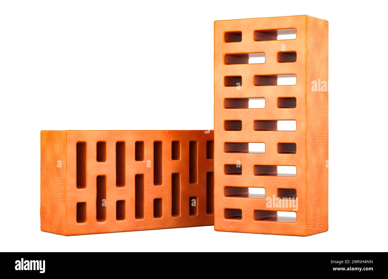 Two solid clay bricks, 3D rendering isolated on white background Stock ...