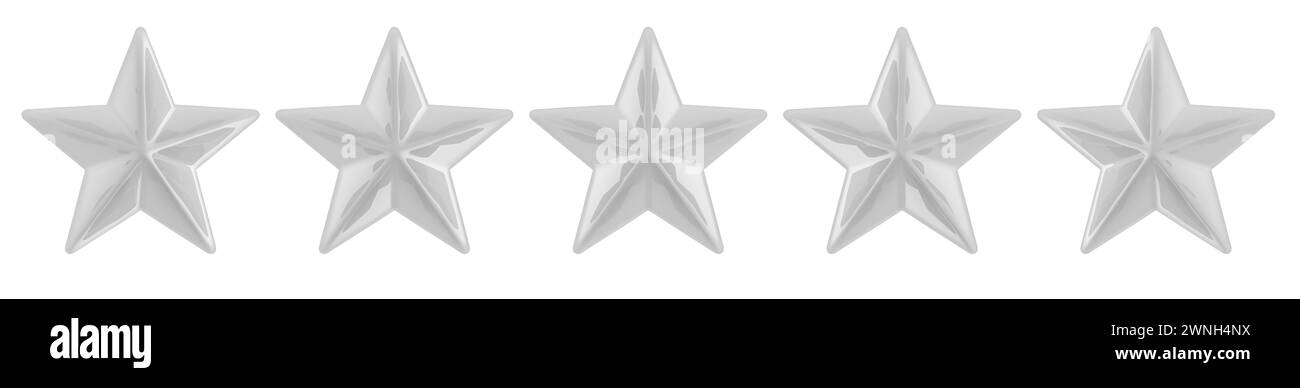 Stars rating with empty stars, 3D rendering isolated on white ...