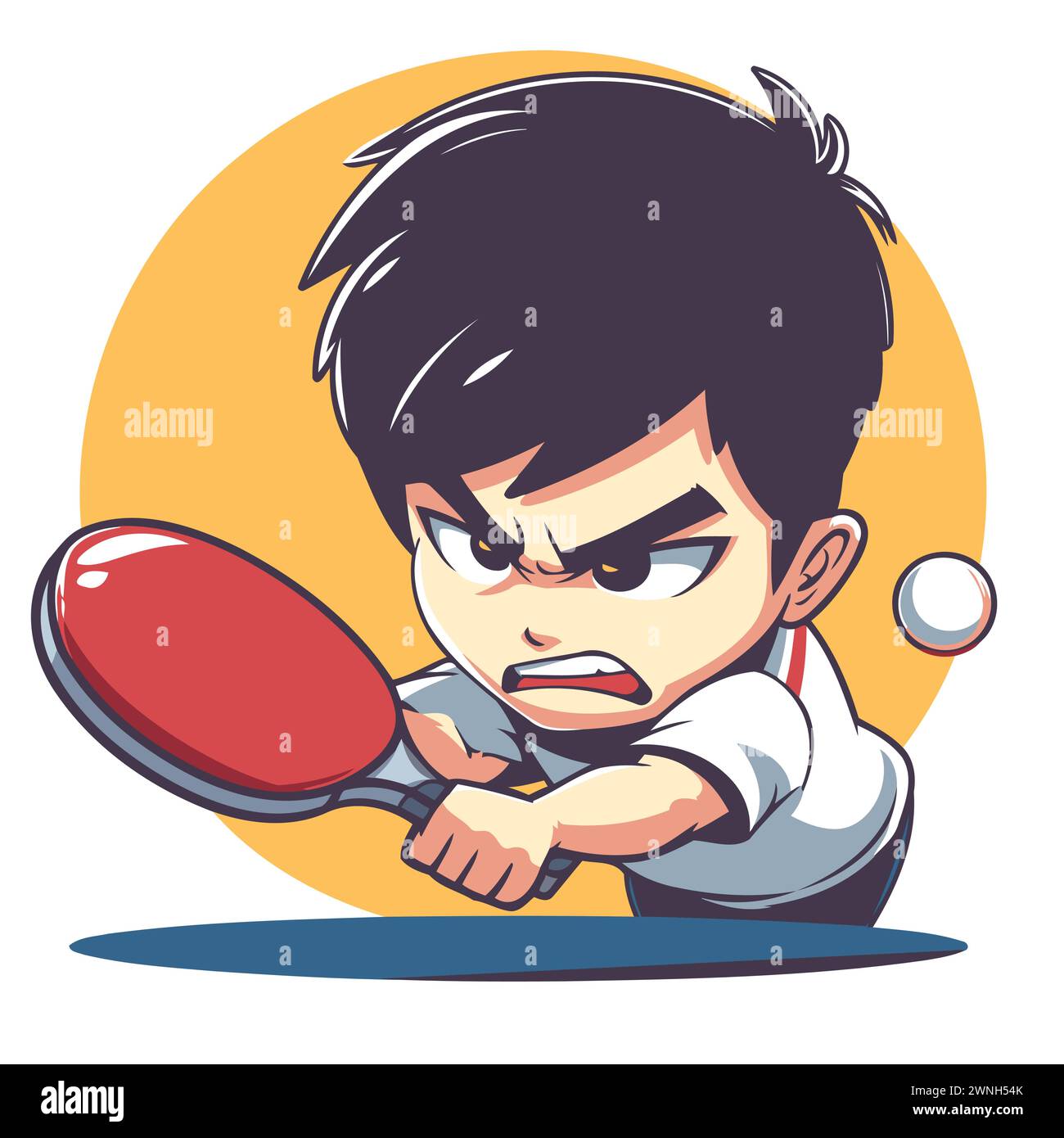 angry boy playing table tennis cartoon vector illustration isolated on ...