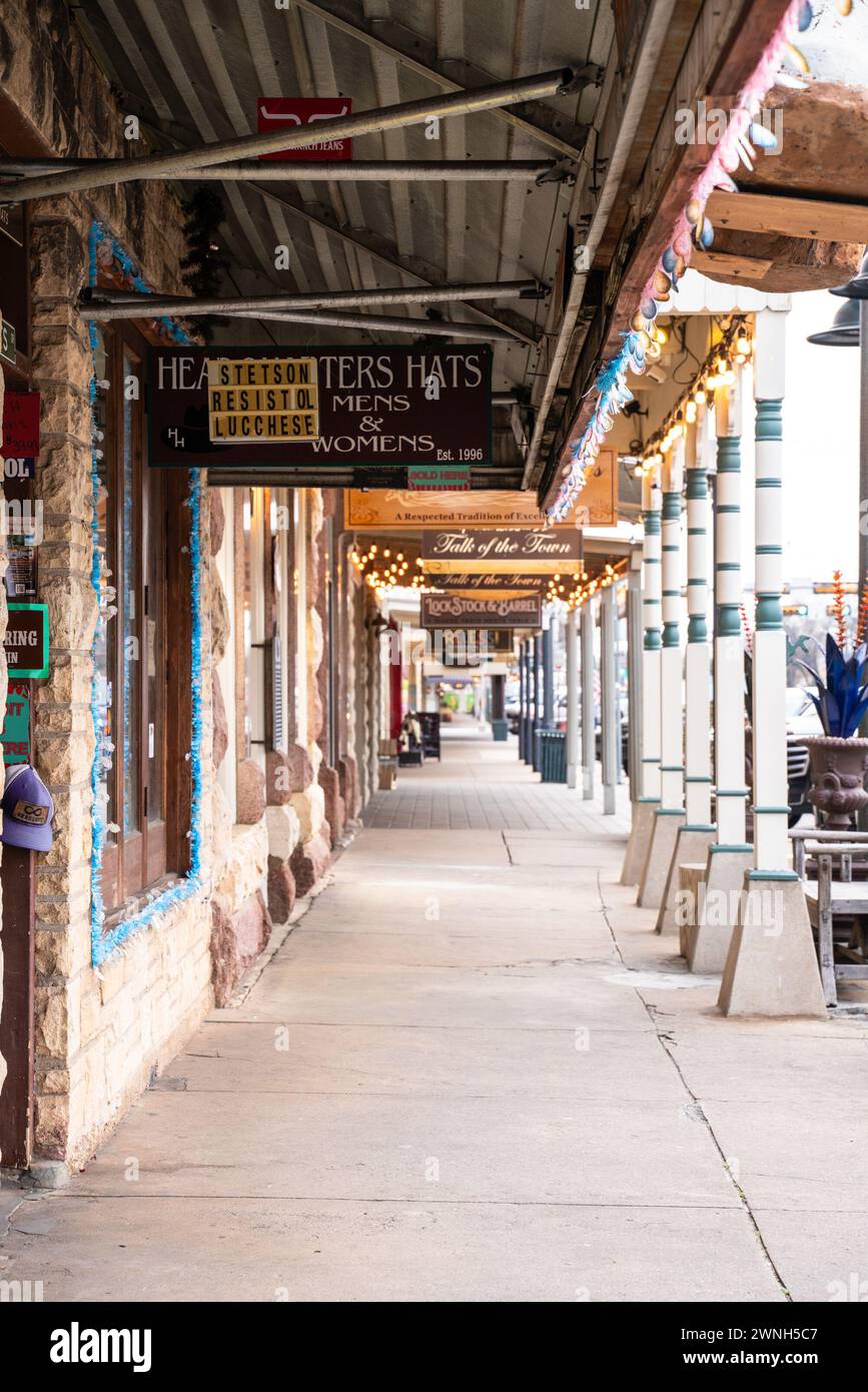 Fredericksburg, Texas - February 22, 2024: Street scene from hill ...