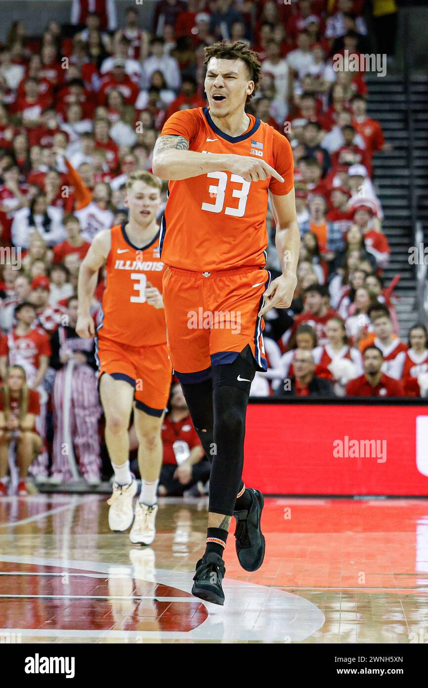 Madison, WI, USA. 2nd Mar, 2024. Illinois Fighting Illini forward ...