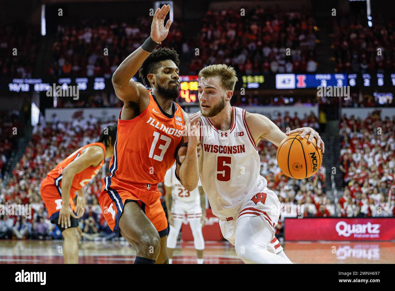 Madison, WI, USA. 2nd Mar, 2024. Wisconsin Badgers forward Tyler Wahl ...