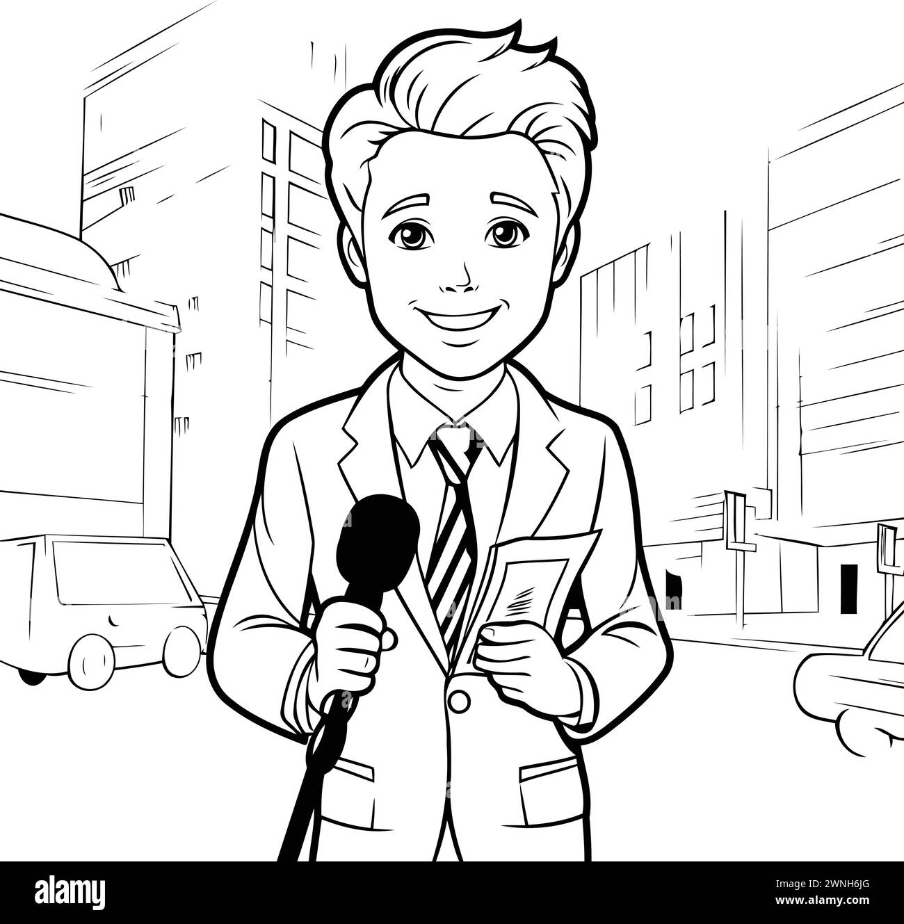 Man microphone street Stock Vector Images - Alamy