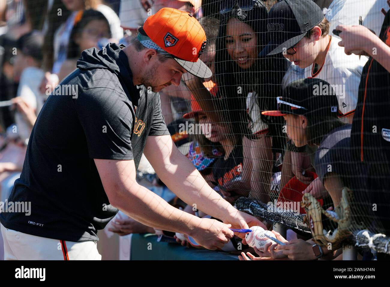 San Francisco Giants catcher Patrick Bailey signs autographs prior to a ...